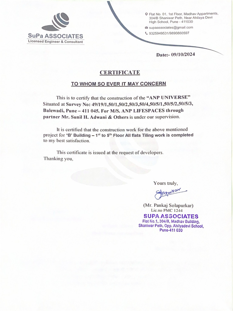 P Architect Certificate | PDF