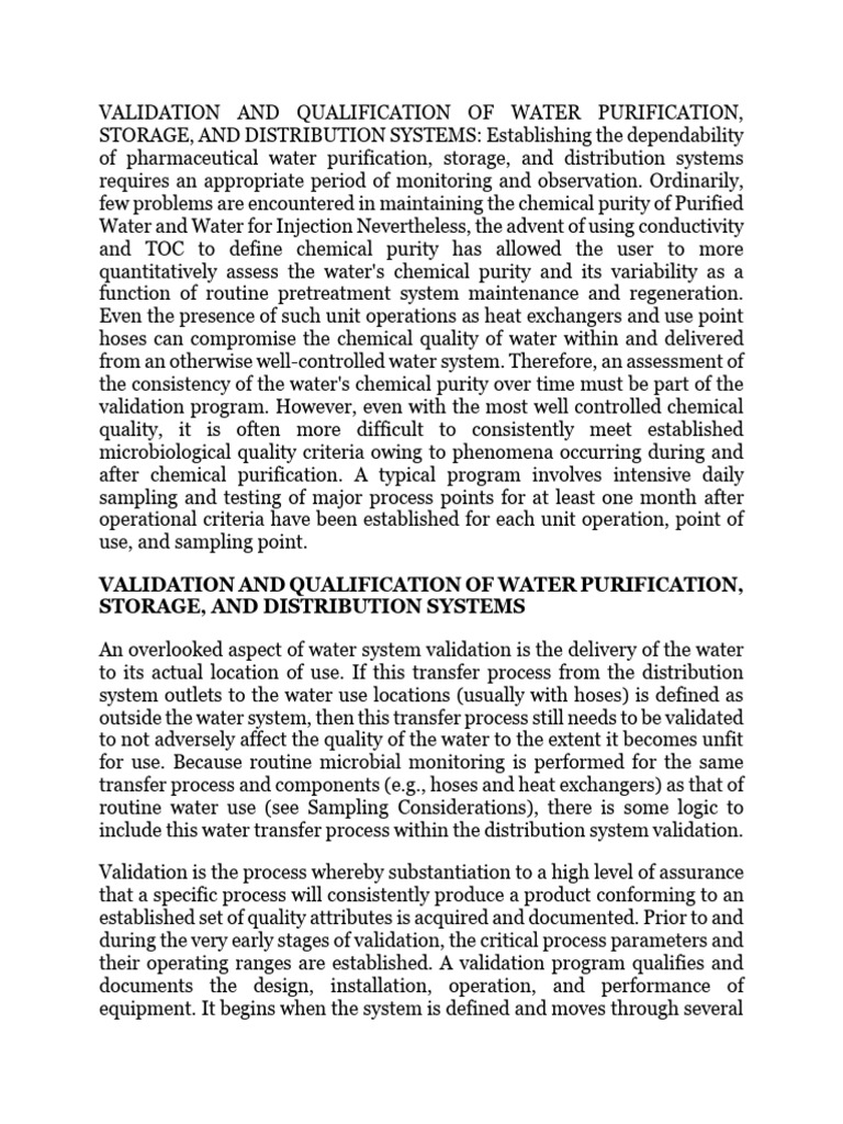 PDF Pharmaceutical Water System Design Operation and Validation PDF PowerPoint | PDF ...