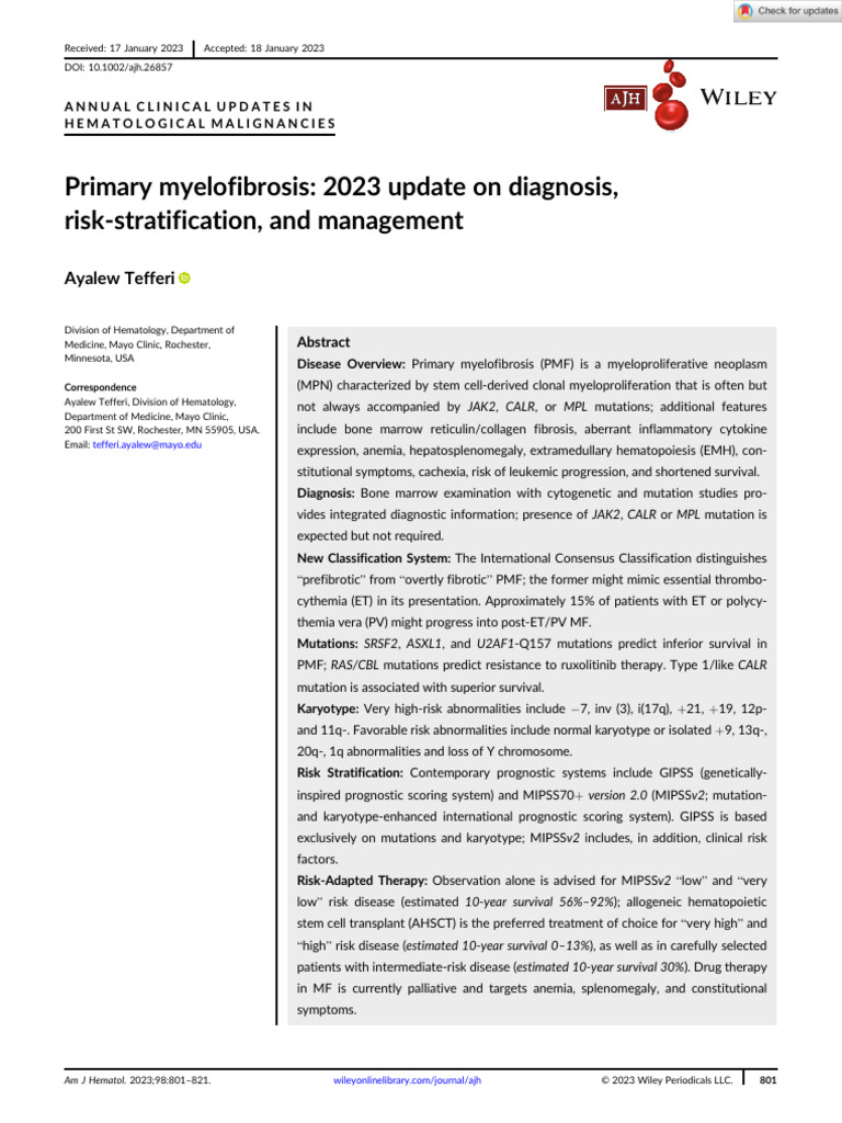 AJH PMF 2023 | PDF | Diseases And Disorders | Medical Specialties