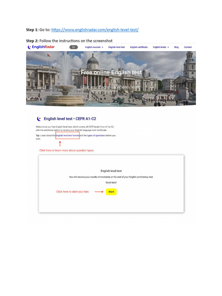 Step-By - Step Guide For Completing The Radar English Test | PDF