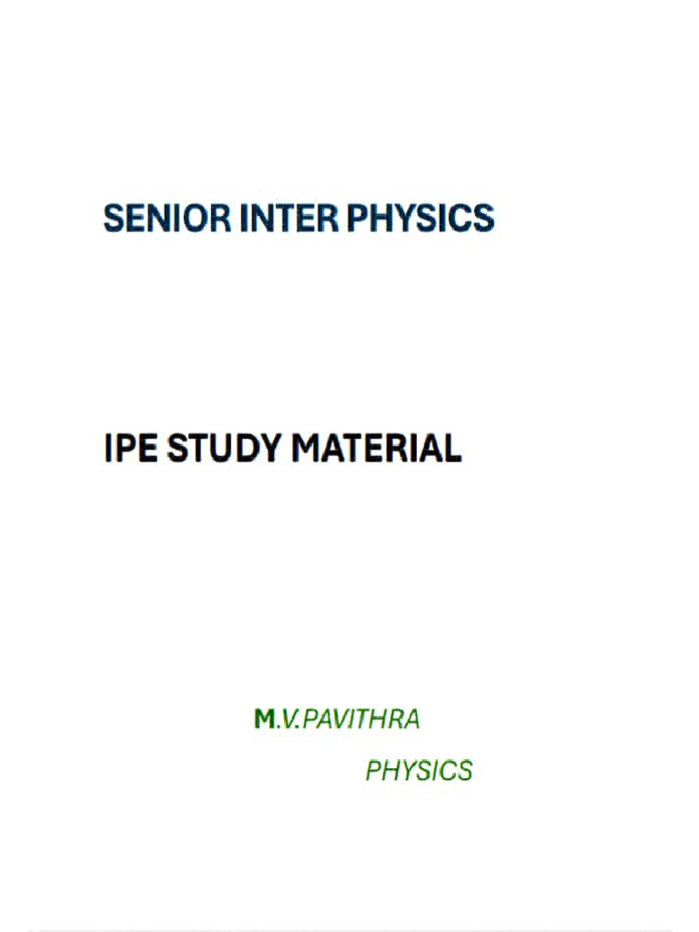 Senior Physics Ipe | PDF