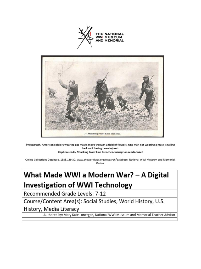 What Made Wwi Modern War Lesson Plan | PDF | Image | Learning