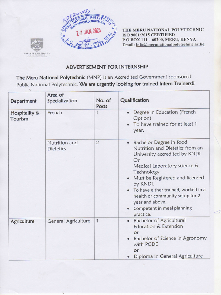Internship Adverts 2025 | PDF