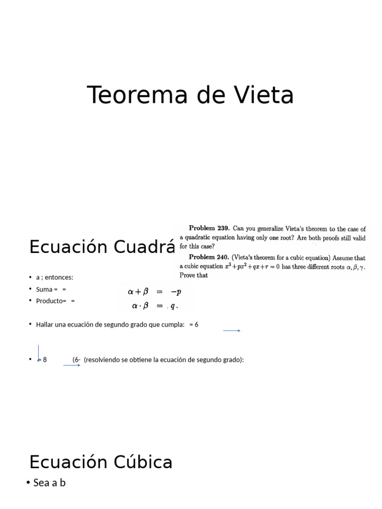 Teorema de Vieta y Ecuaciones Cuadráticas | PDF