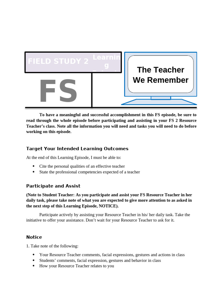 FS-2-LEARNING-EPISODES1-19-Template | PDF | Learning | Teachers