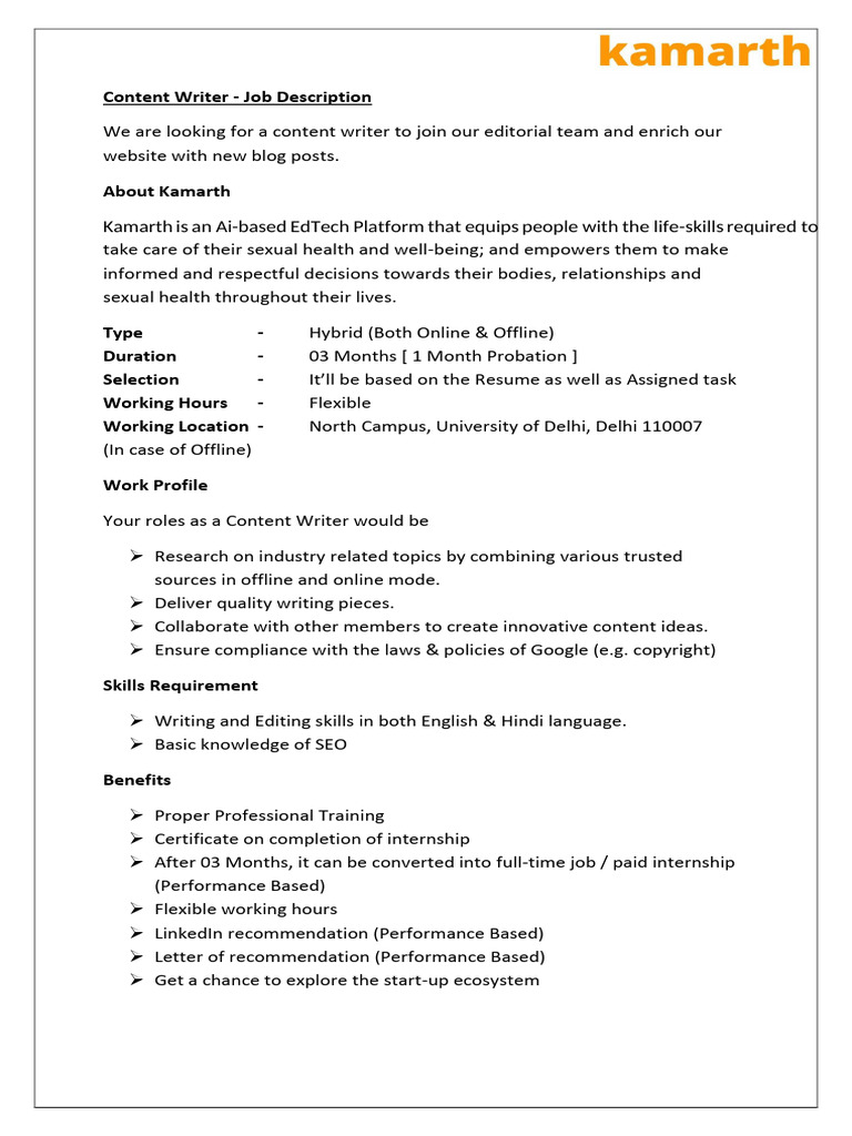 Content Writer | PDF