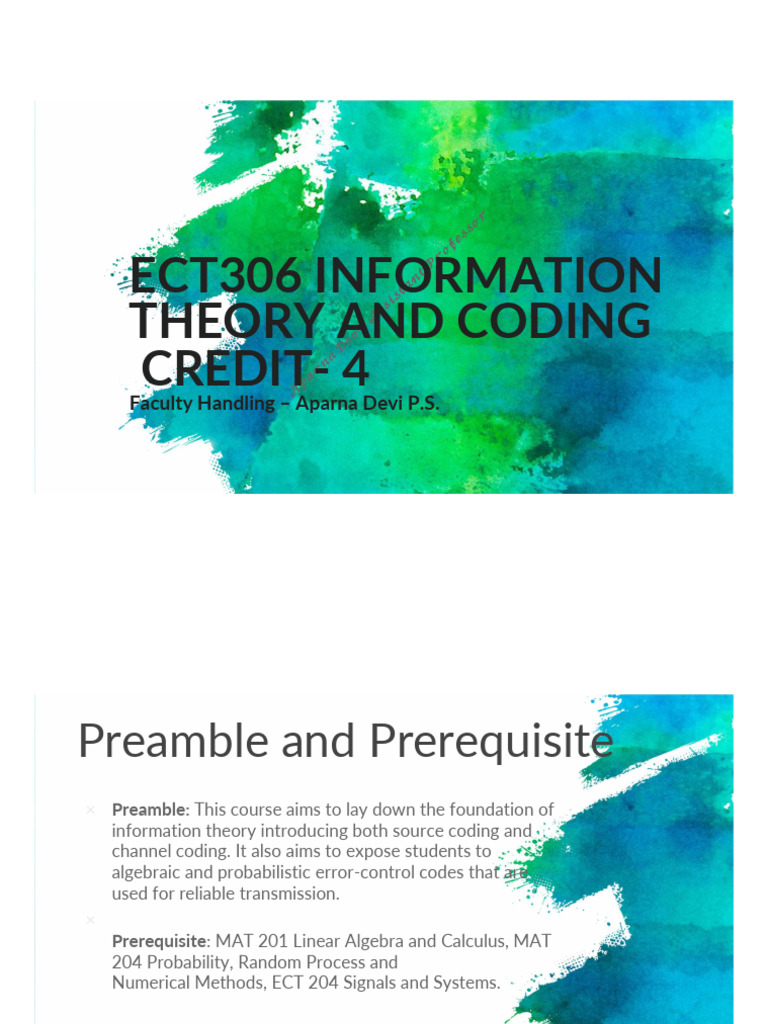 Itc Introduction | PDF | Probability Distribution | Low Density Parity Check Code