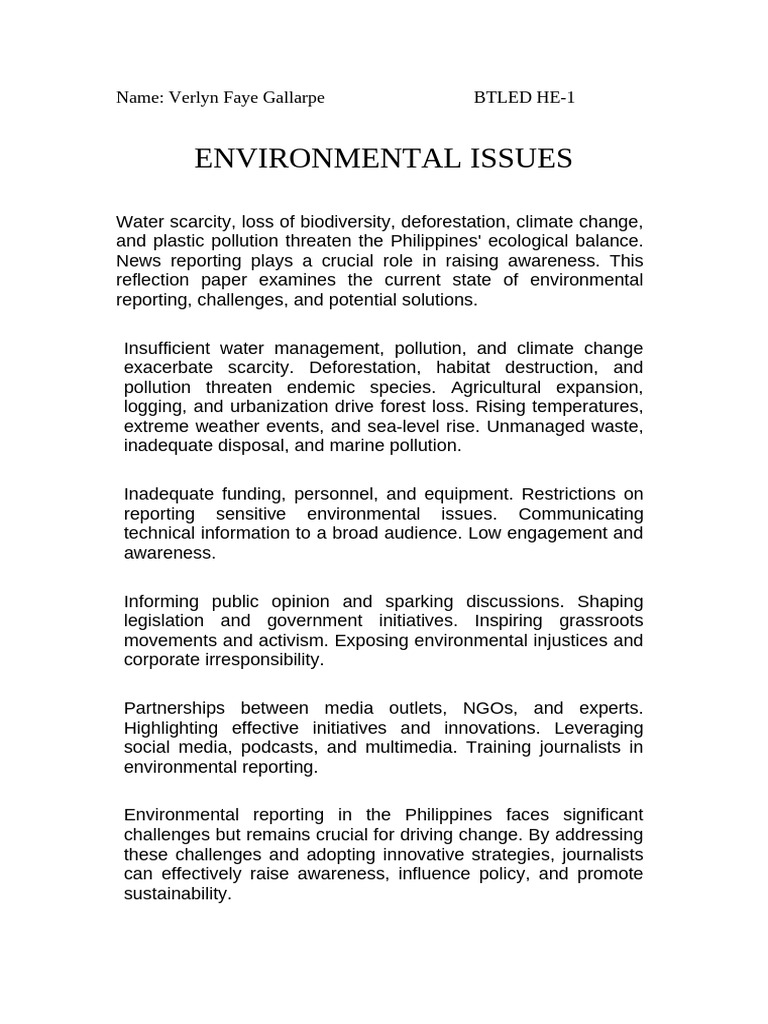 Challenges in Philippine Environmental Reporting | PDF