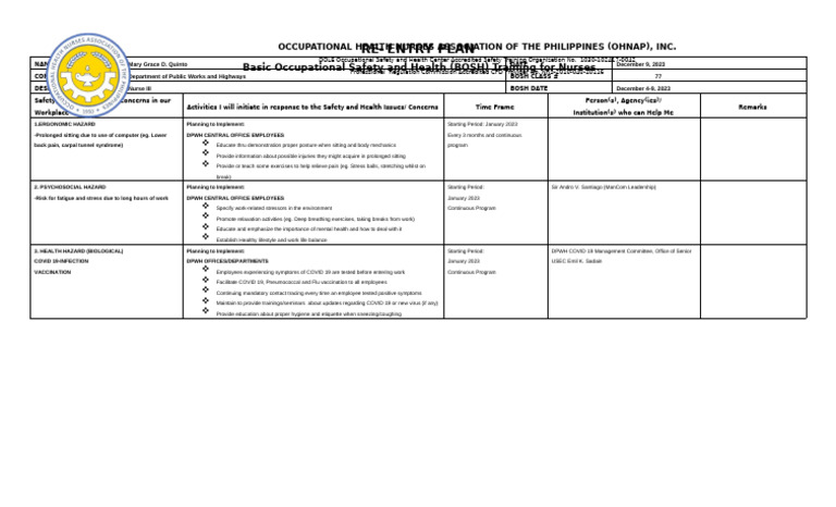 re-entry-plan | PDF | Occupational Safety And Health | Stress (Biology)