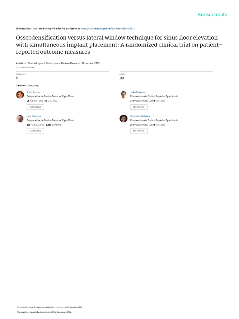 Clin Implant Dent Rel Res - 2023 - Gaspar - Osseodensification Versus ...