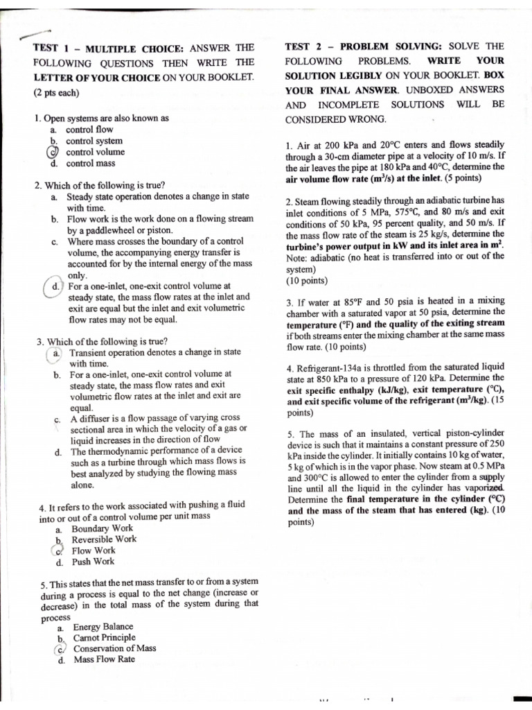 Thermo-1 Quizzes | PDF