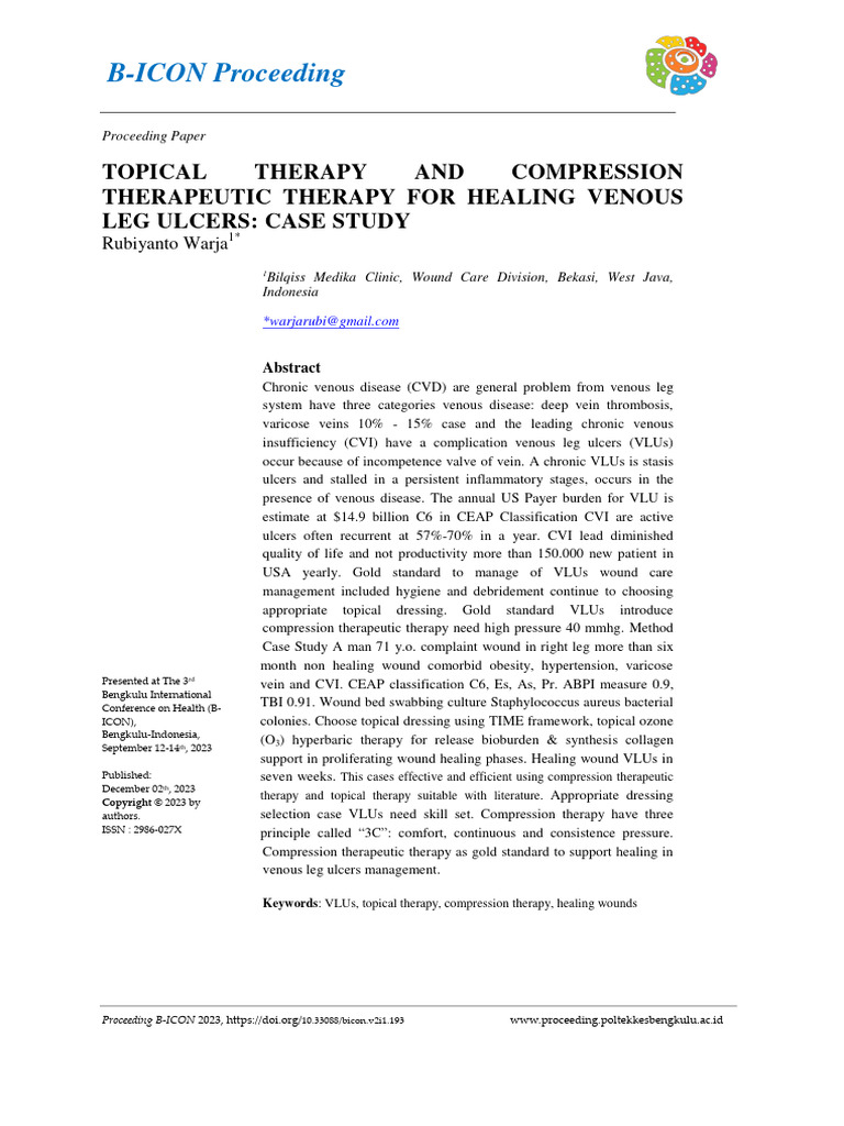 Topical Therapy and Compression Therapeutic Therapy For Healing Venous ...
