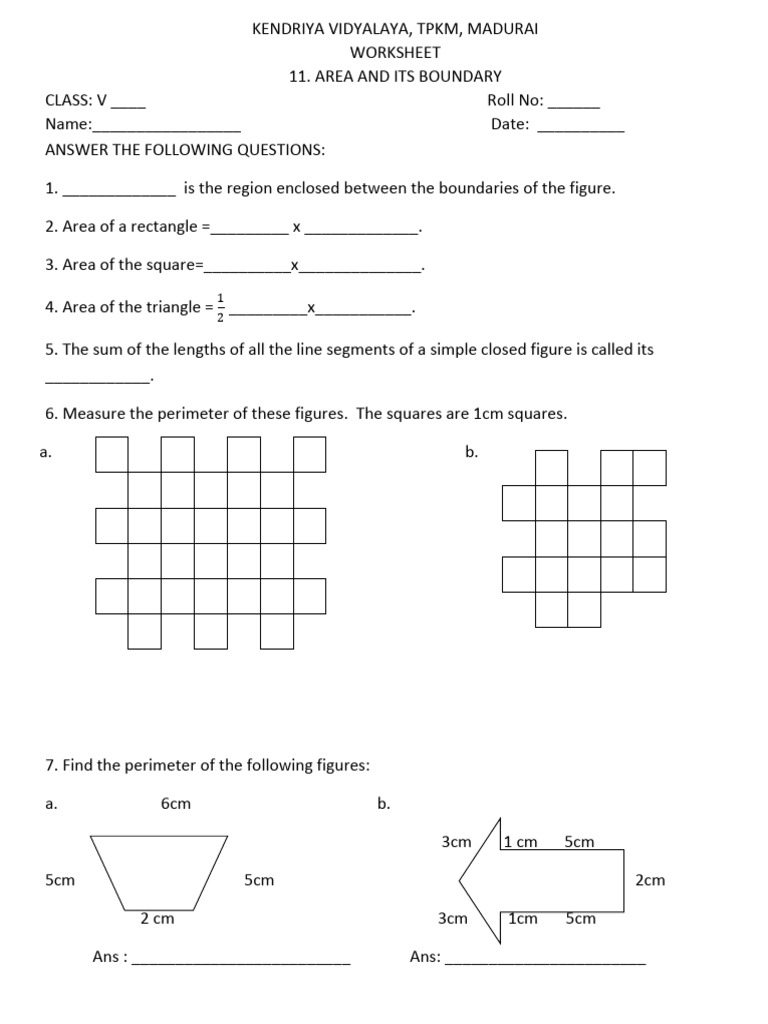 Unit 11 Area and Its Boundary | PDF | Area | Length