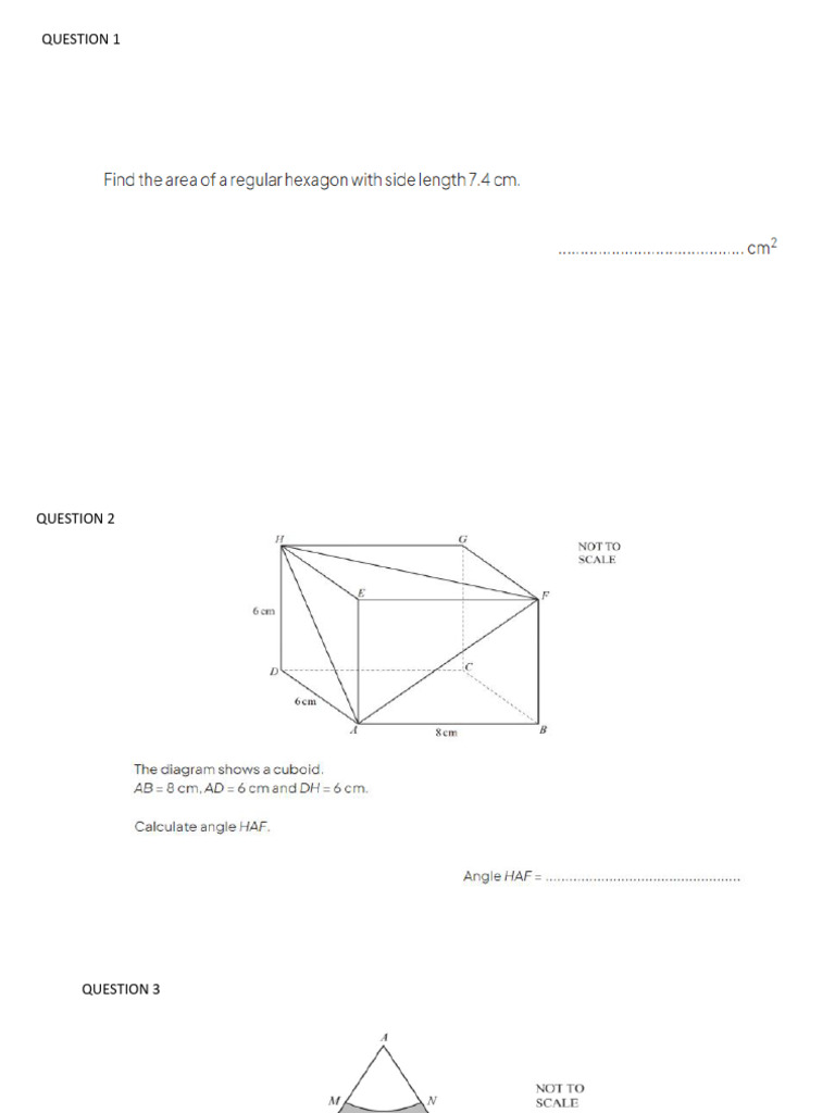 Worksheet On Sine and Cosine and Area of Any Triangle | PDF