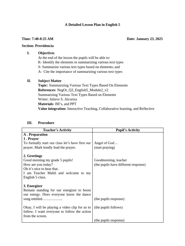 G-5-Q3-Summarizing-Various-Text-Types-Based-on-Elements | PDF | Narrative | Serfdom
