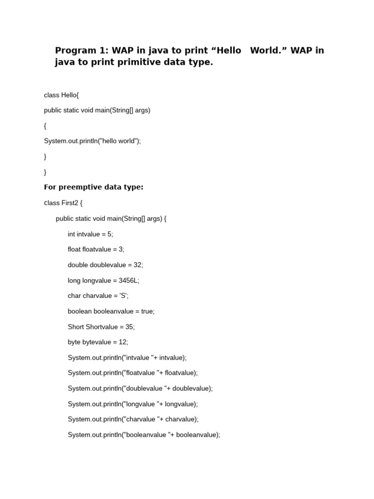 Oops With Java Lab File | PDF | Integer (Computer Science) | String (Computer Science)