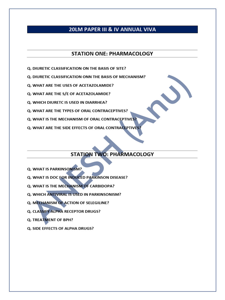 20lm Paper III & IV Annual Viva - Anu - Final | PDF