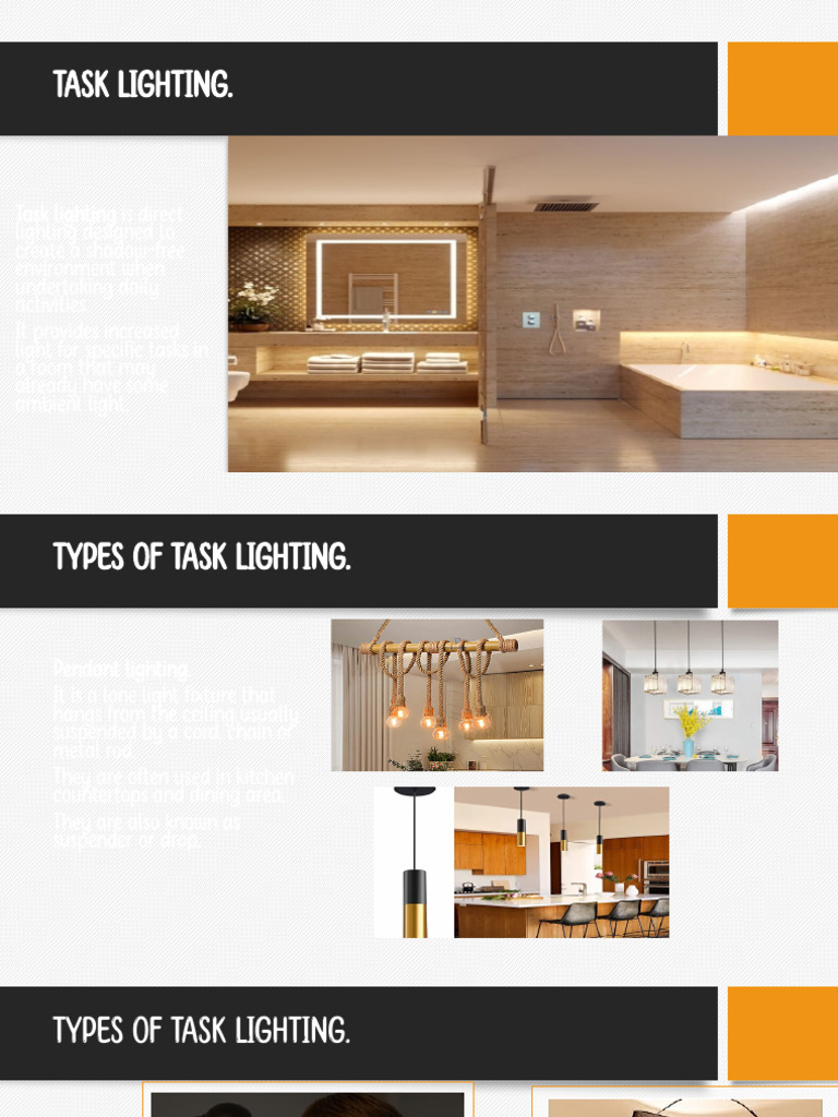 Types and Applications of Task Lighting | PDF | Lighting ...