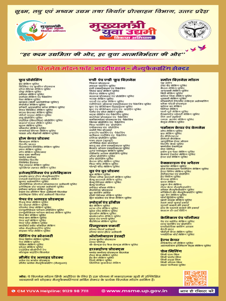 CM Yuva Standee - Service & Manufacturing (Hindi & English) | PDF