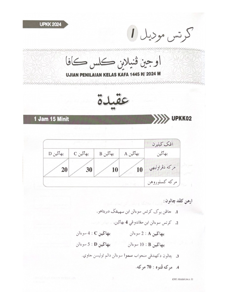 Akidah Set 1 Upkk | PDF