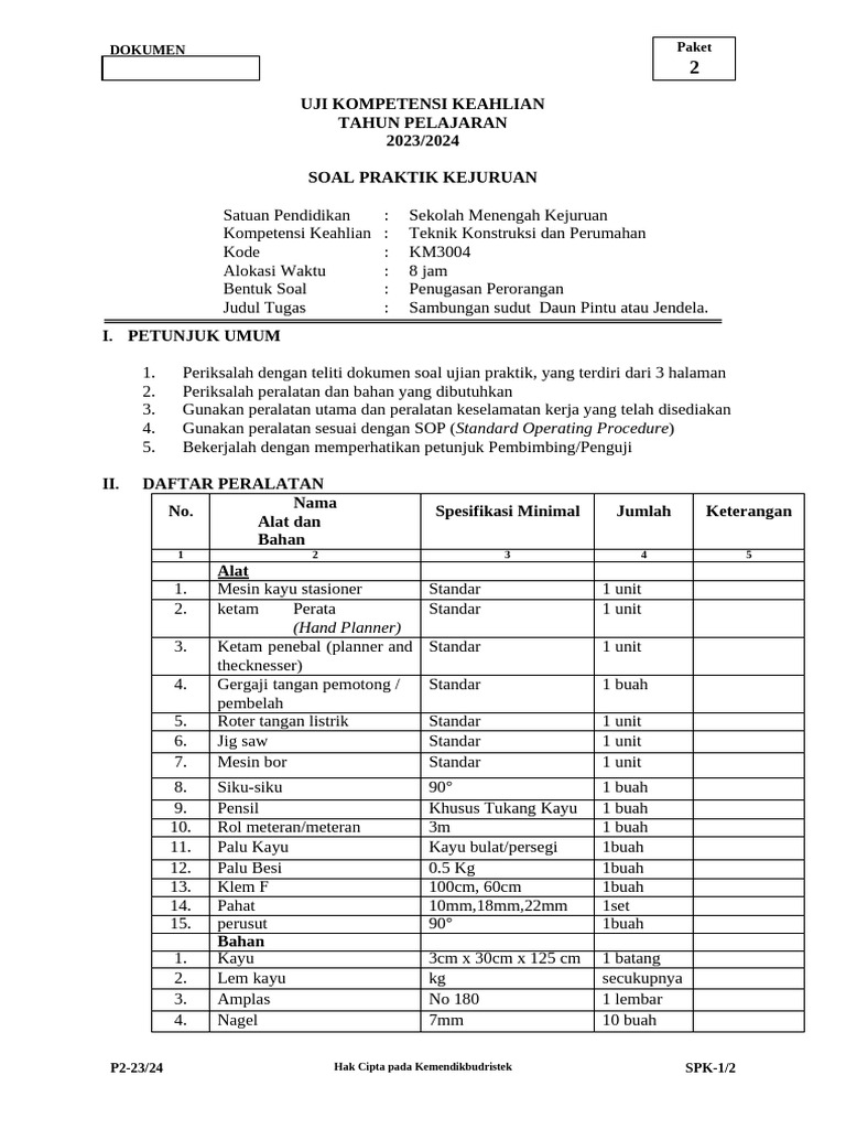P2-SPK-Teknik Konstruksi Dan Perumahan | PDF