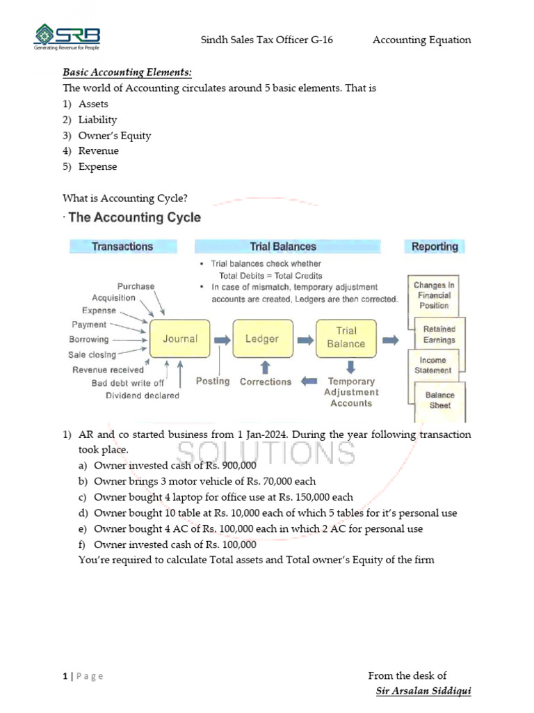 Basic of Accounting and Accounting Equation | PDF | Equity (Finance ...
