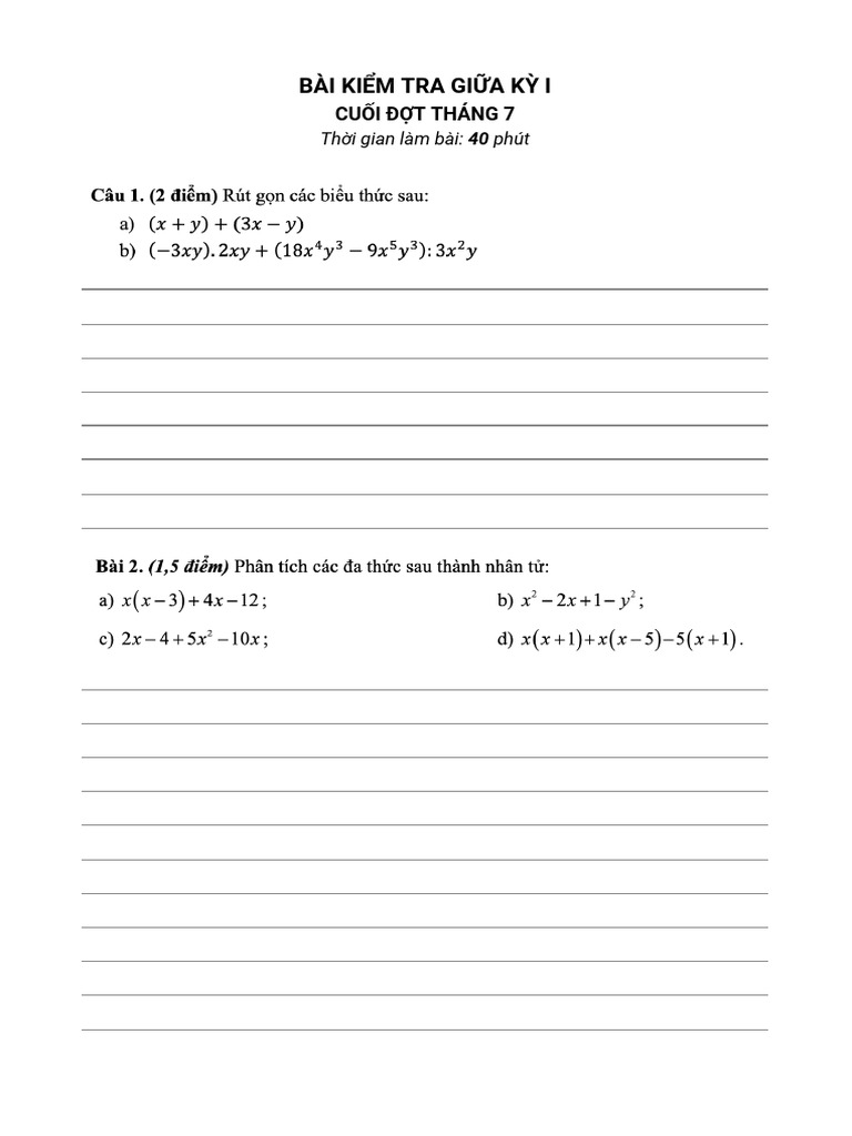 ĐỀ KT TOÁN 8 GK1 - NHI (1) | PDF