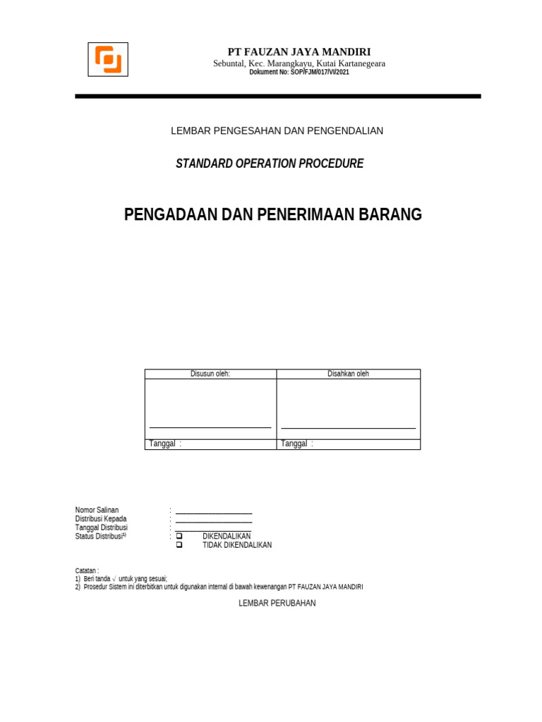 SOP 17 Pengadaan Barang | PDF