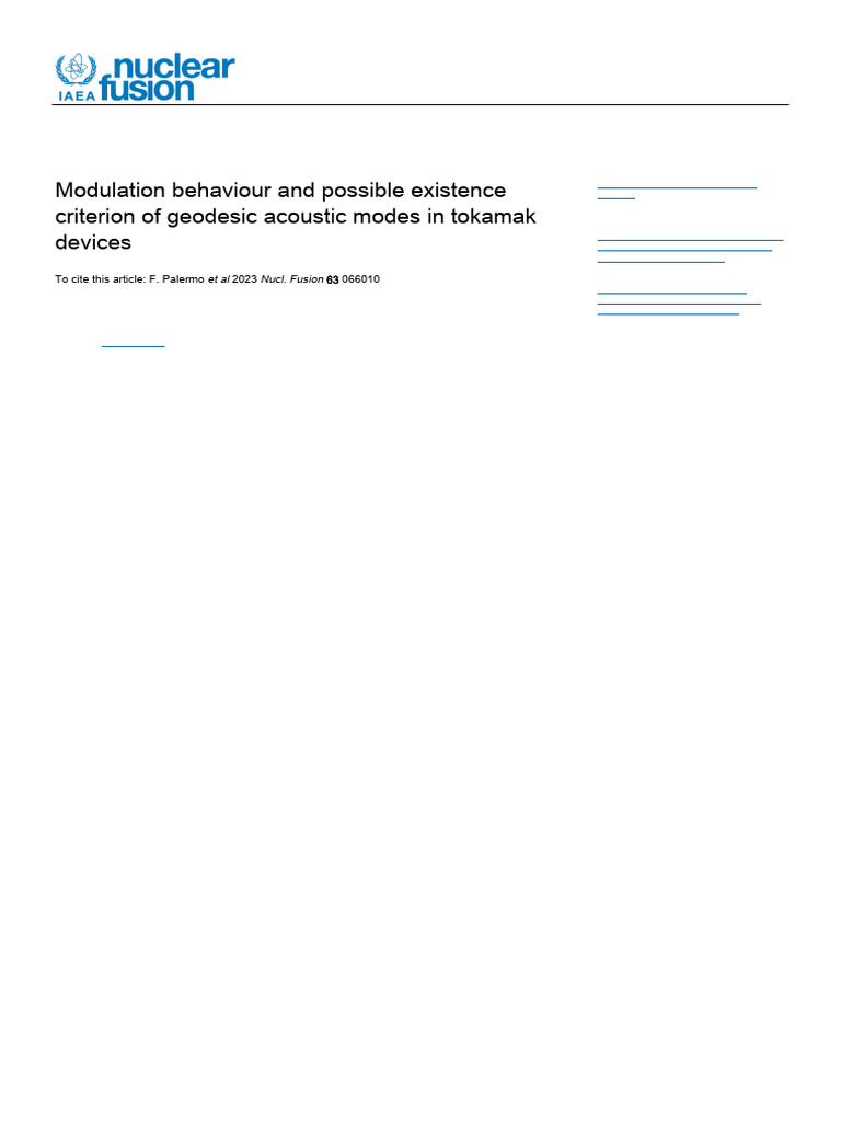 (2023 NF) Modulation behavior and possible existence criterion of geodesic acoustic modes in ...
