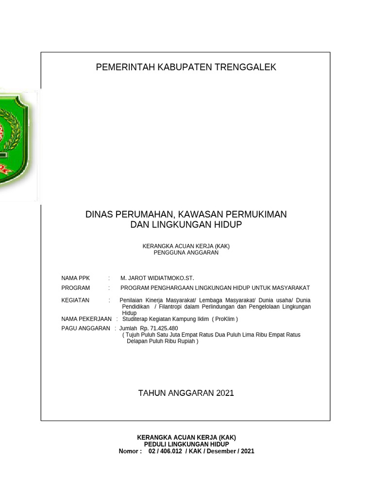 ProKlim: Program Adaptasi Lingkungan Trenggalek | PDF