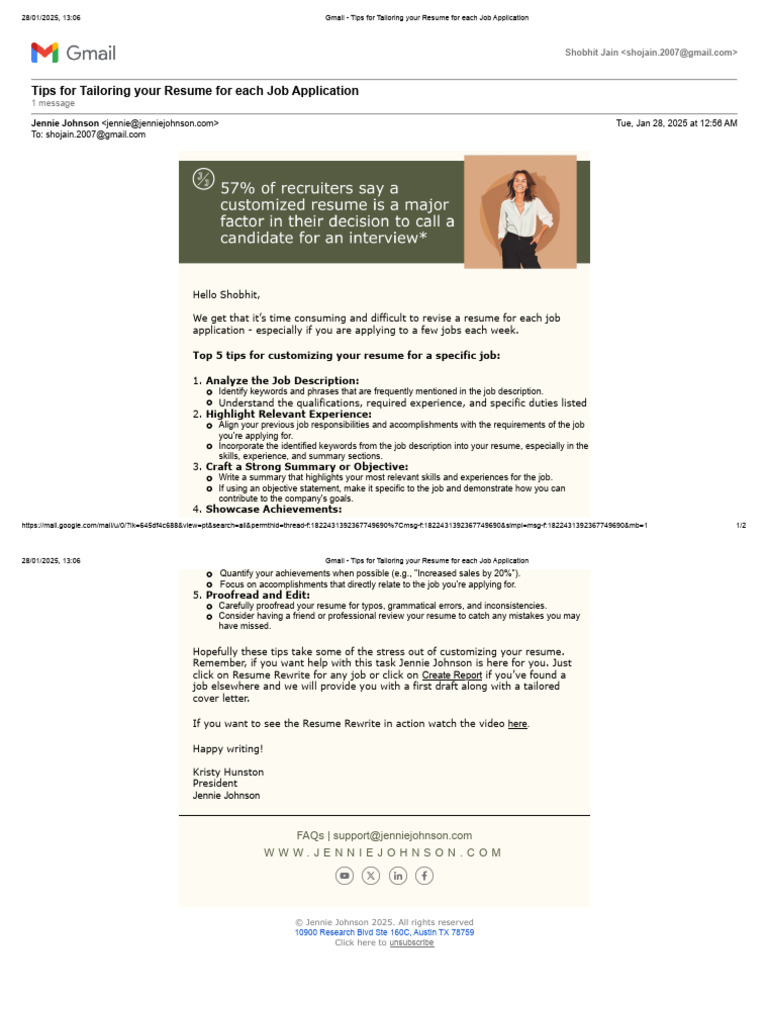 3.tips For Tailoring Your Resume For Each Job Application | PDF | Résumé