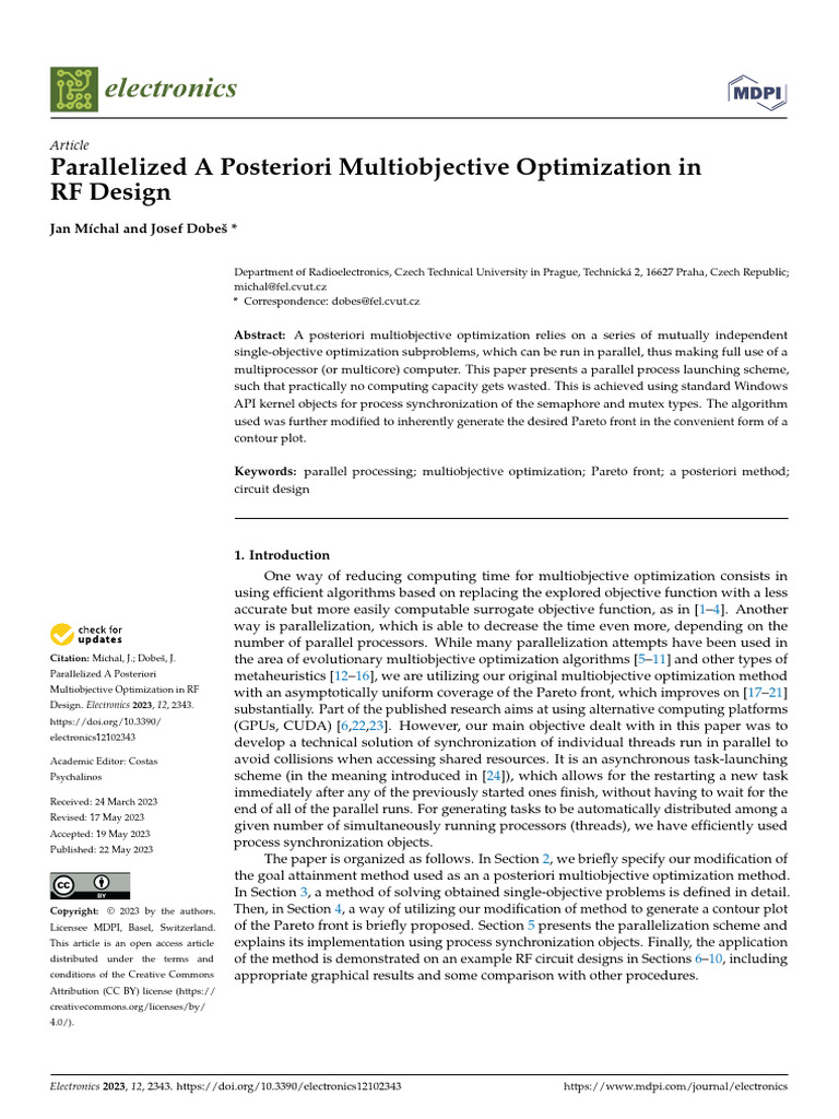Electronics 12 02343 v2 | PDF | Mathematical Optimization | Parallel Computing