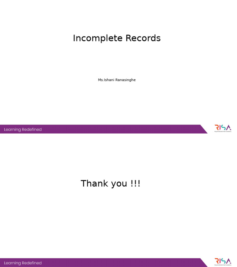 Incomplete Records | PDF