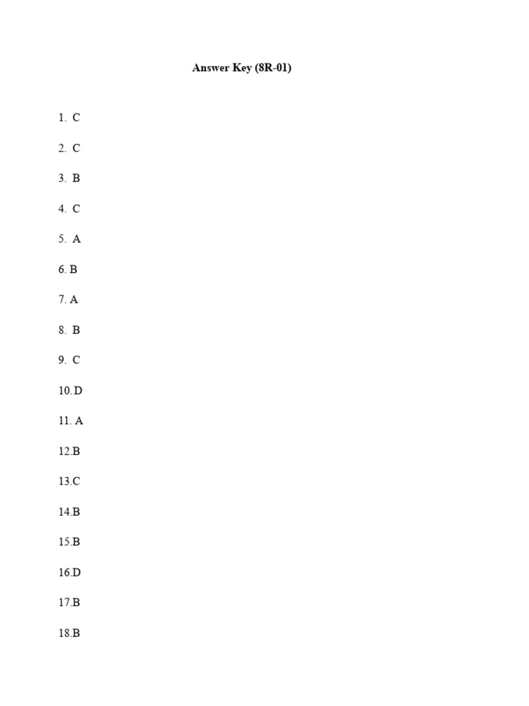 Answer Key (8R-01) | PDF