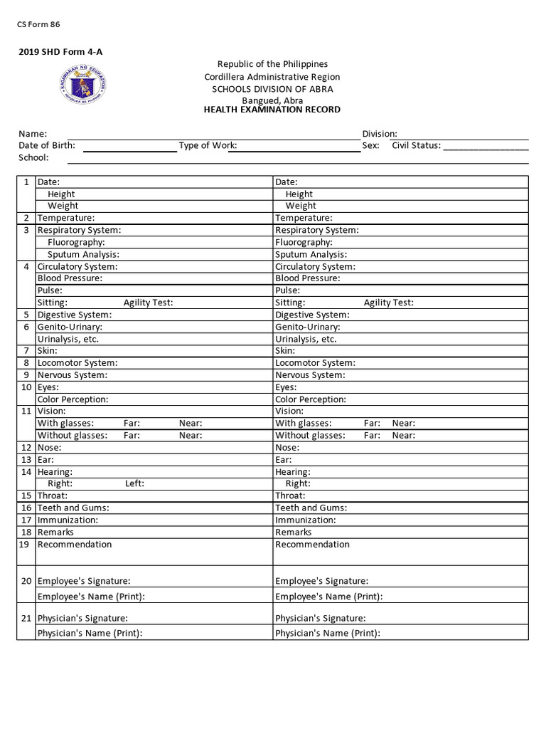 Health Examination Record | PDF | Medical Specialties | Clinical Medicine