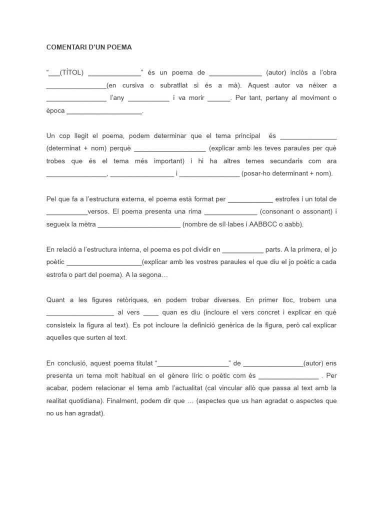 COMENTARI D’UN POEMA (2) | PDF