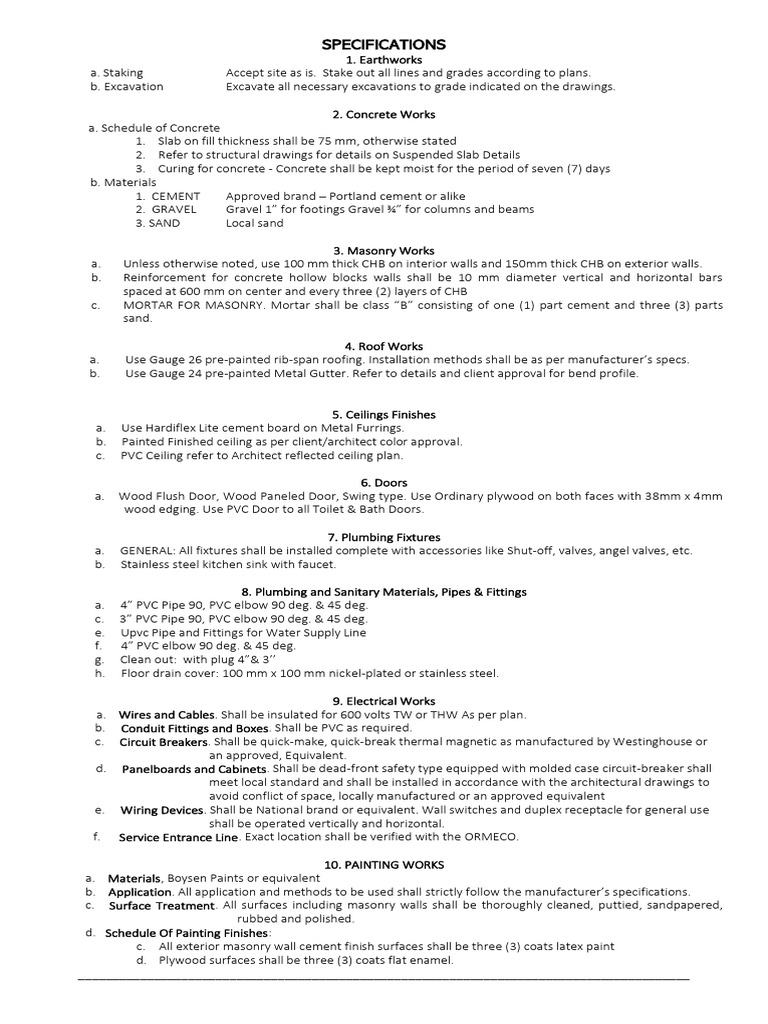 Construction Specifications Guide | PDF | Concrete | Masonry