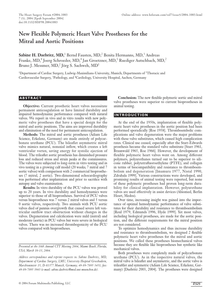 2004 Polymeric Surgical Valve | PDF | Heart Valve | Heart