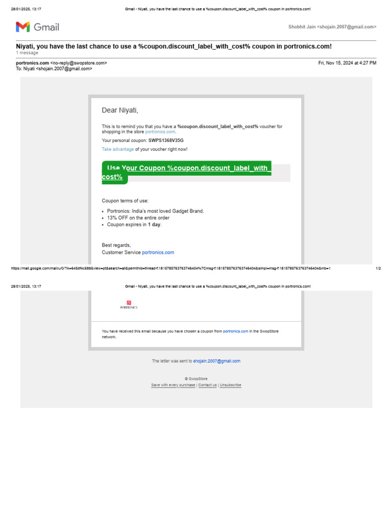 3 You Have The Last Chance To Use A Coupon in Portronics - Com! | PDF ...