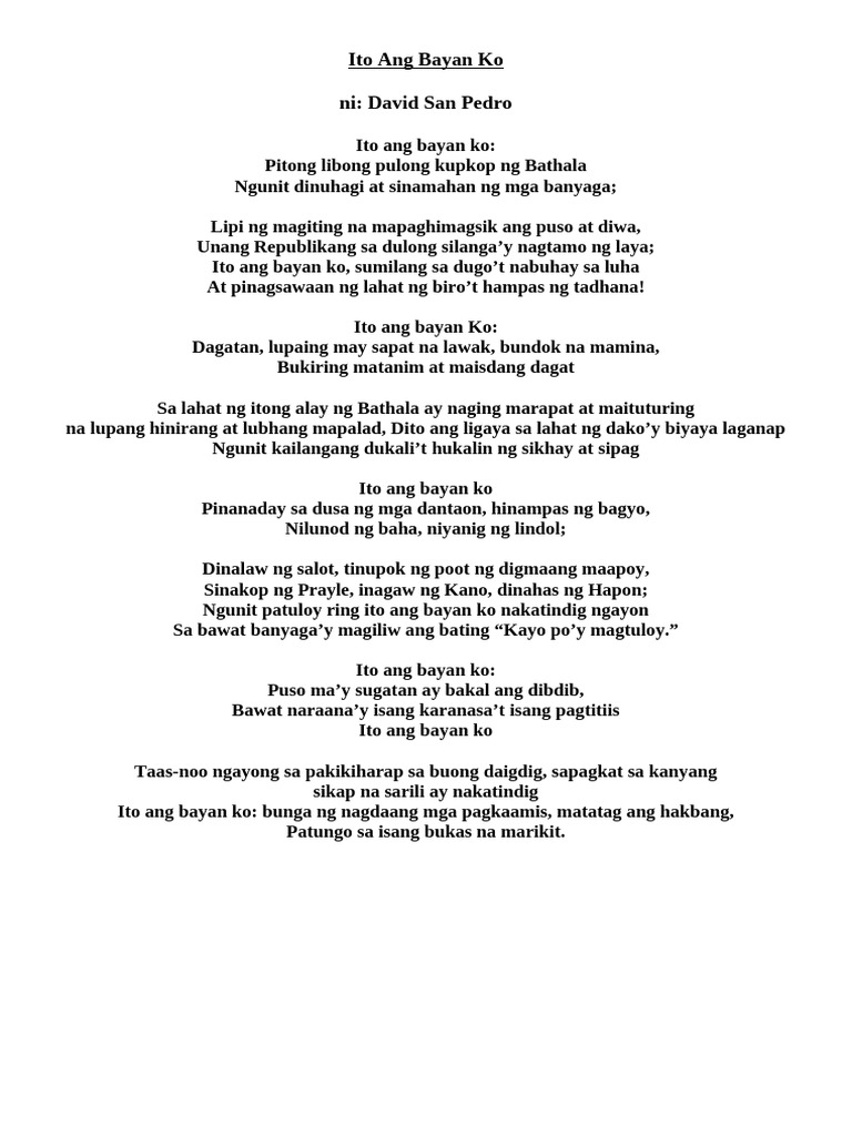 Ito Ang Bayan Ko (Deklamasyon) | PDF