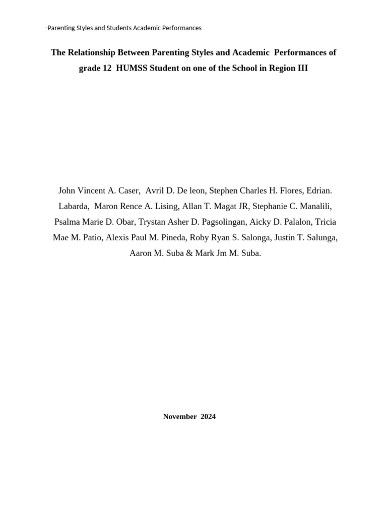 Group 2 Humss C (Malachi) Final Paper | PDF | Parenting | Behavioural ...