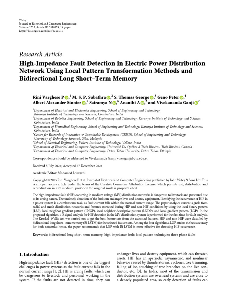 High-Impedance Fault Detection in Electric Power D | PDF | Electric Power Distribution ...