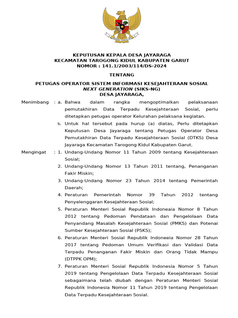 02 - Template SK OP Desa-Kelurahan v.1.1 | PDF