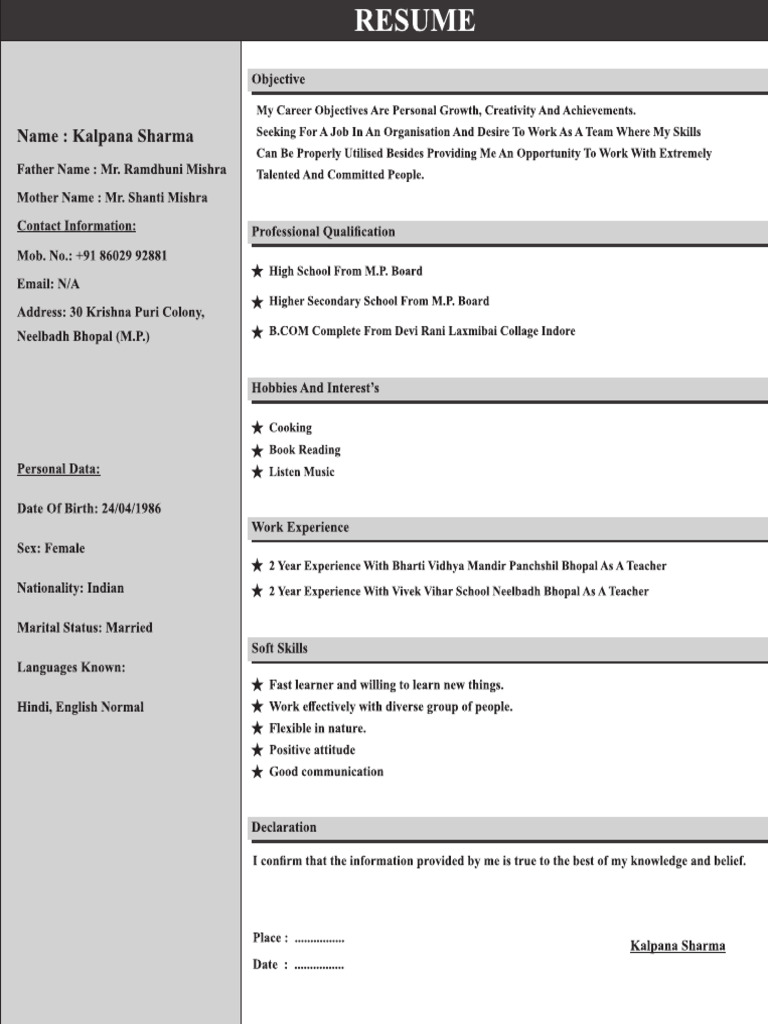 Kalpana Sharma Resume | PDF