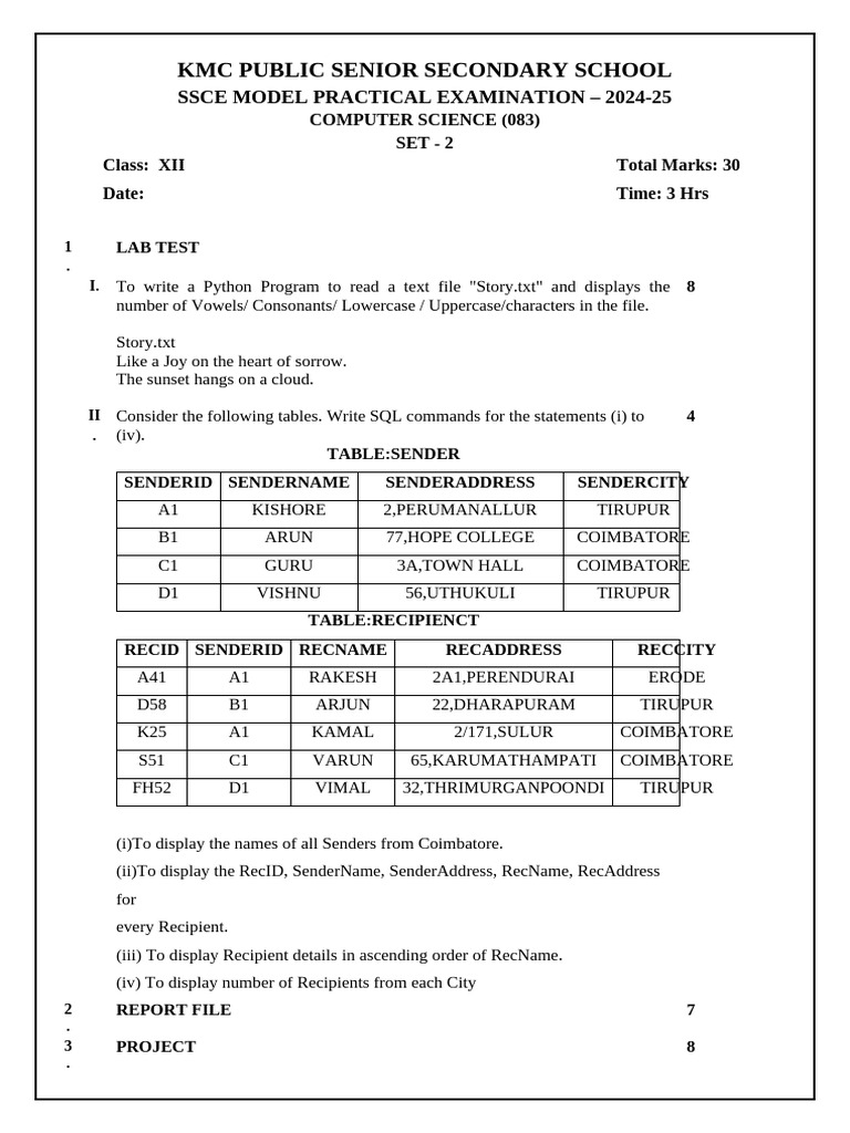 Cs Parctical QP Set2 | PDF