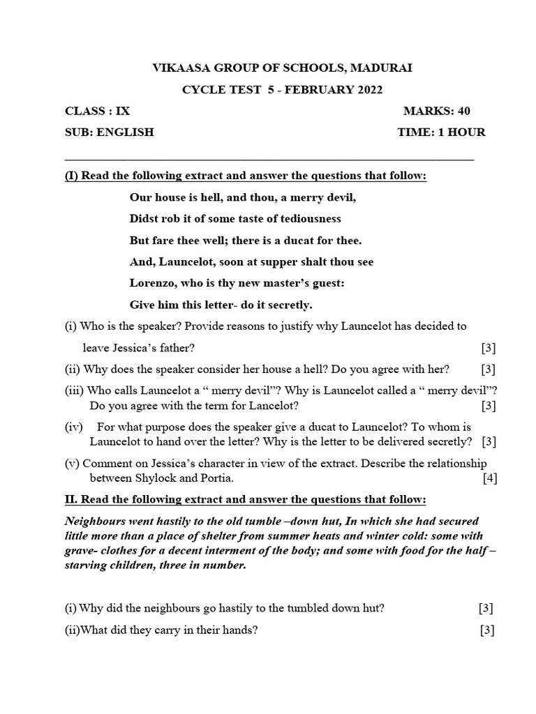 Grade 9 English III Assessment Test-1dsaa | PDF