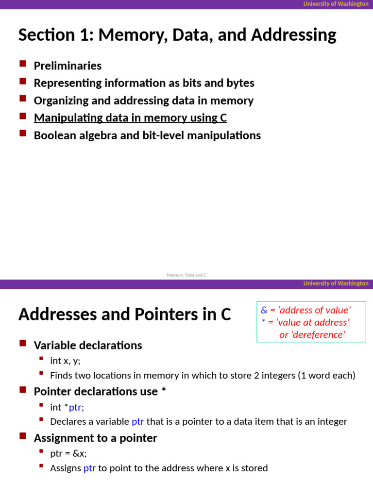 Memory and Pointers in C Programming | PDF | Pointer (Computer Programming) | Computer Architecture
