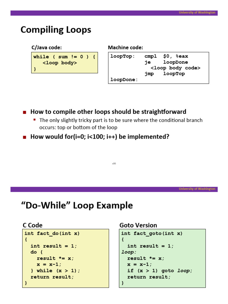 Lecture Slides 04 046-X86-Loops | PDF | Control Flow | X86 Architecture