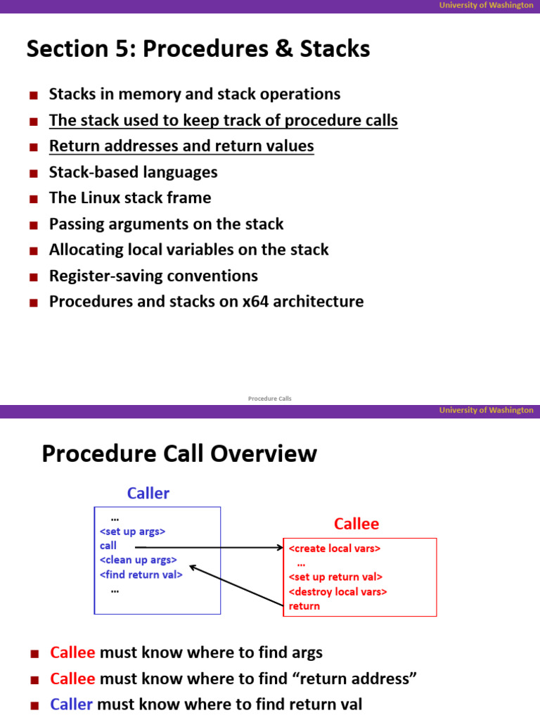 Lecture Slides 05 052-Proccalls | PDF | Pointer (Computer Programming) | Computer Hardware
