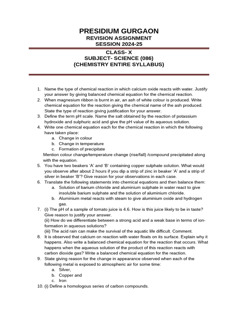 Compiled Revision Assignment | PDF | Salt (Chemistry) | Chemical Reactions